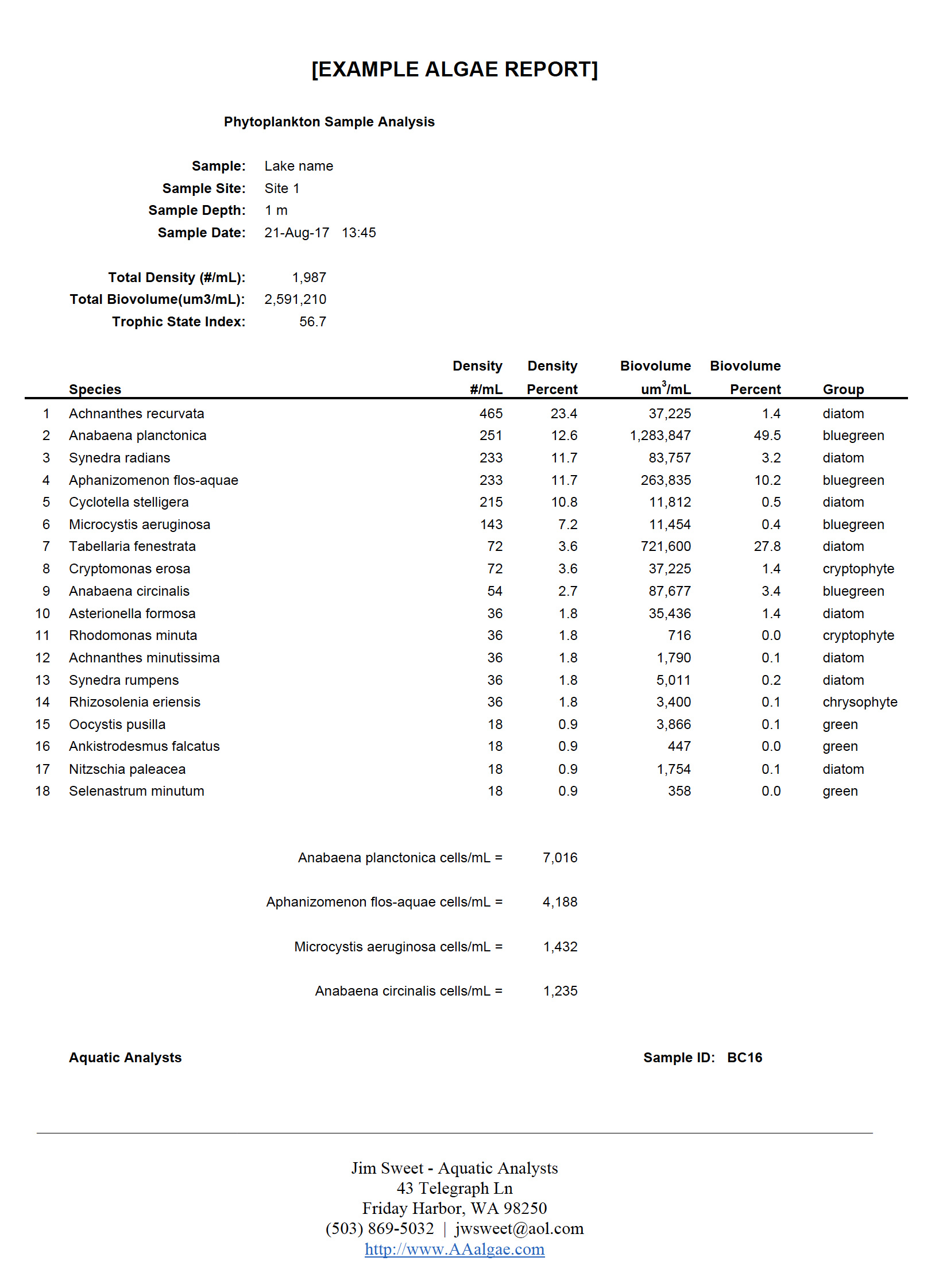 Sample Report – Aquatic Analysts